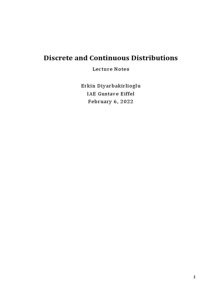 Notes ch2 Discrete and Continuous Distributions | PDF | Normal ...