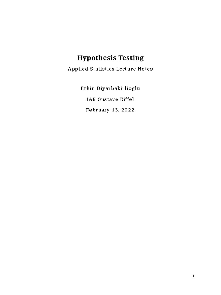 Notes Ch5 Hypothesis Testing Pdf P Value Statistical Hypothesis Testing