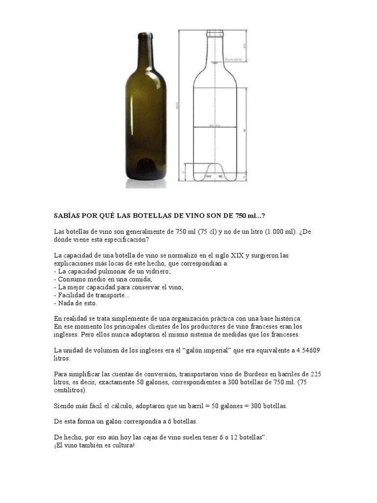 Origen de las botellas de vino 750 ml | PDF | Viajes y turismo | Arte