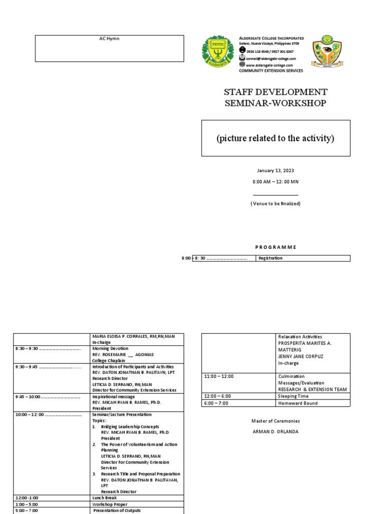 Seminar Workshop Program | PDF