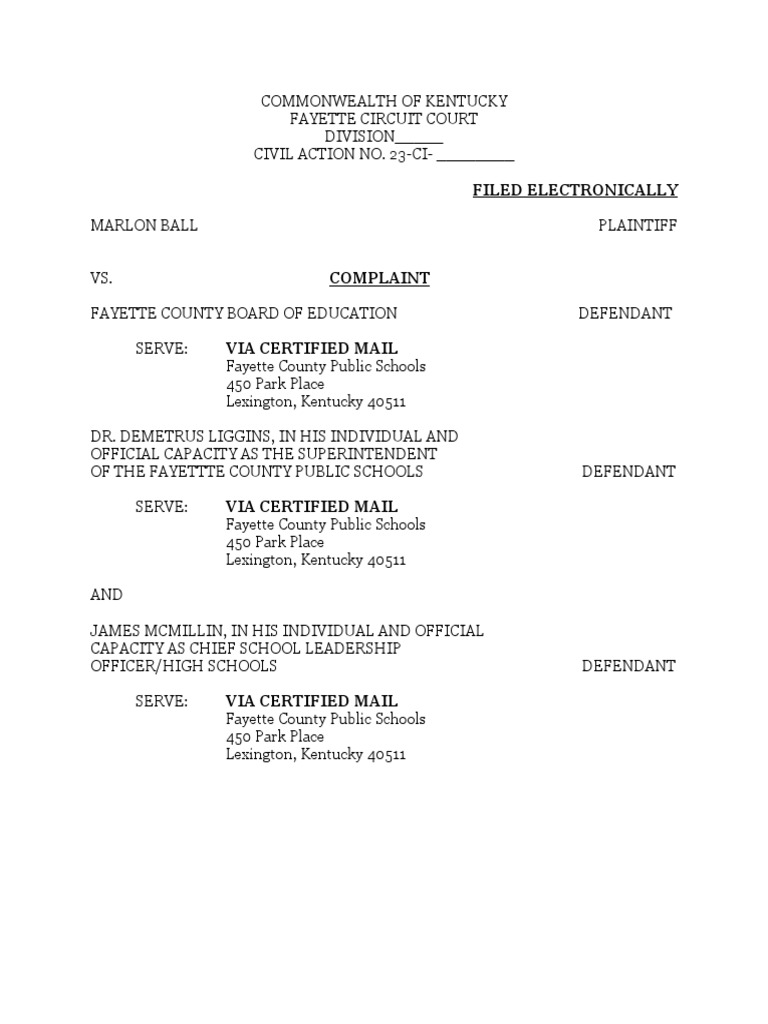Complaint (Marlon Ball) | PDF | Defamation | Damages