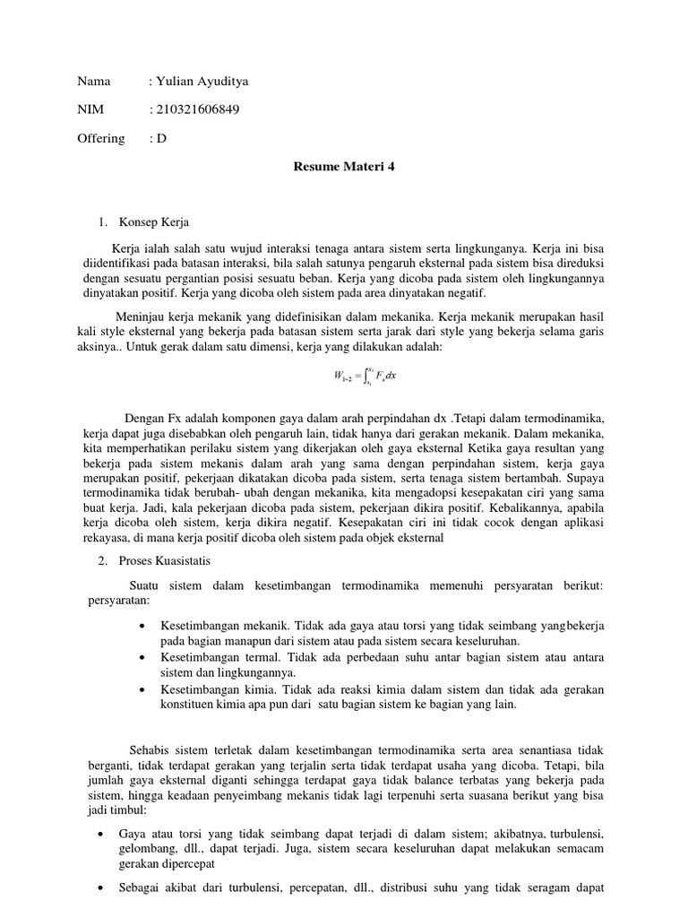 Yulian Ayuditya - Tugas Termo Bab 4 | PDF | Teknologi & Rekayasa
