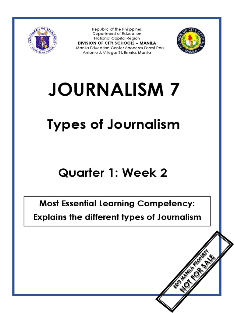 Types of Journalism for Grade 7 | PDF | Mass Media | Newspapers