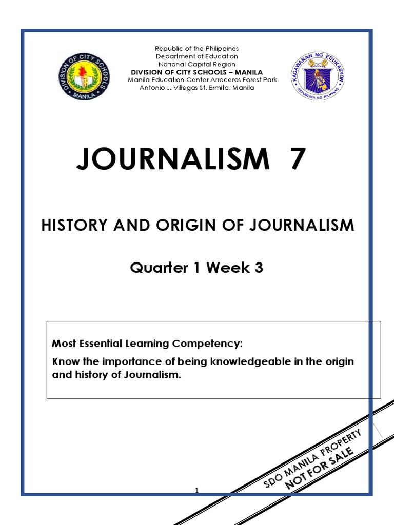 Journalism 7 q1 w3 Mod3 | PDF | Journalism | Philippines