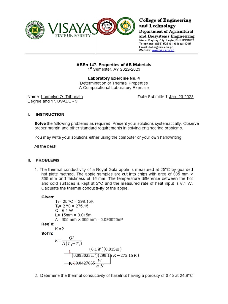 6193d861716d5 Aben 147 Laboratory Exercise No. 4 Determination of ... 6193d861716d5 Aben 147 Laboratory Exercise No. 4 Determination of ...