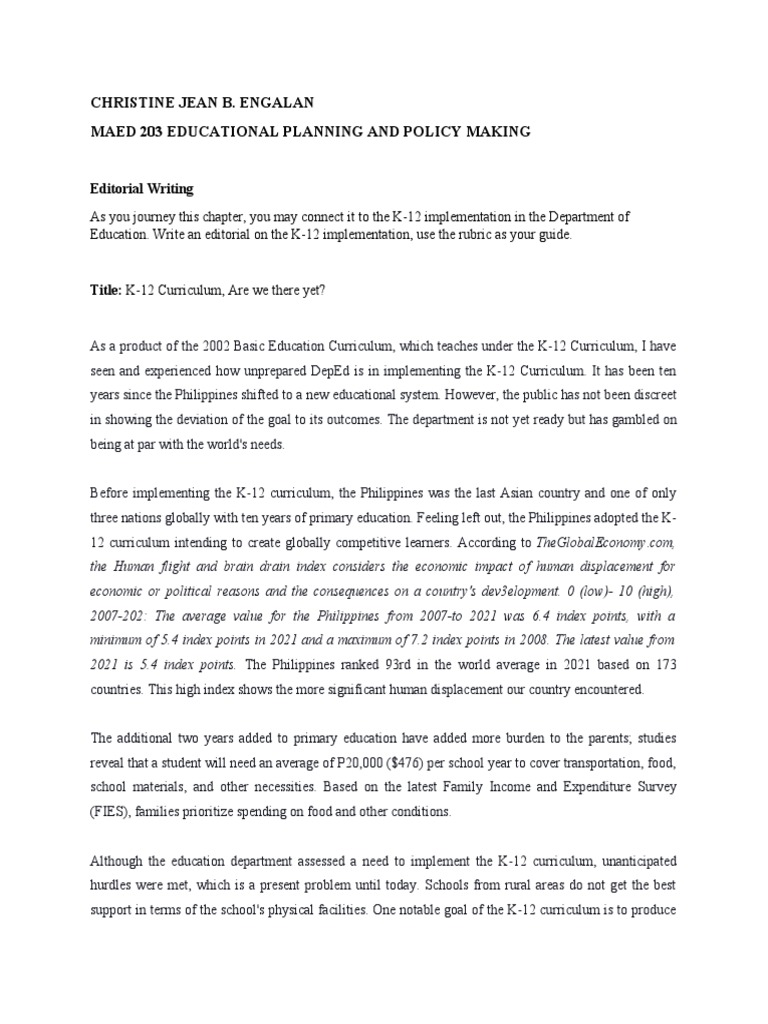 Editorial Writing | PDF | Curriculum | K–12