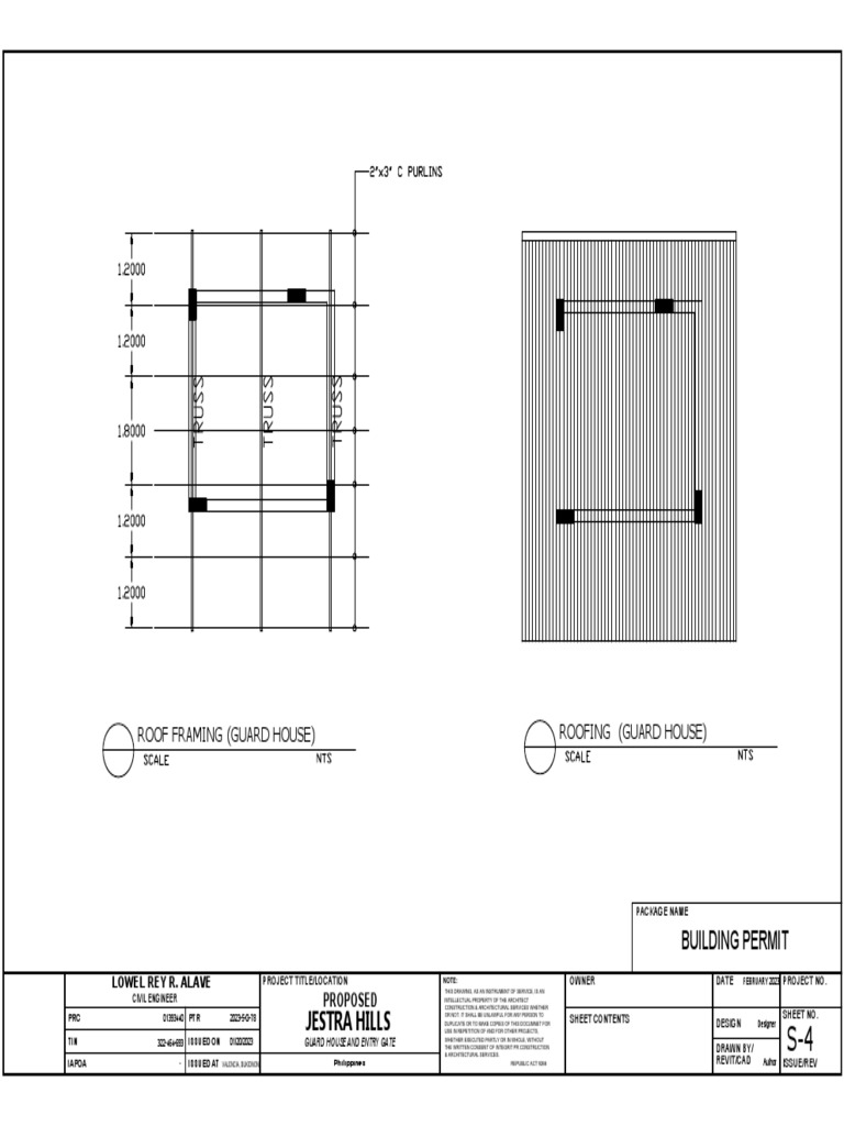 Jestra Hills: Roof Framing (Guard House) Roofing (Guard House) | PDF