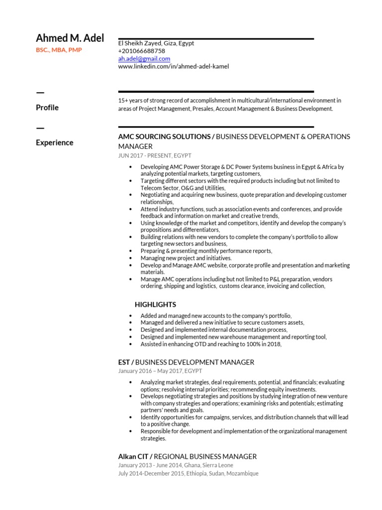 Ahmed M Adel RESUME 20 | PDF | Project Management | Risk