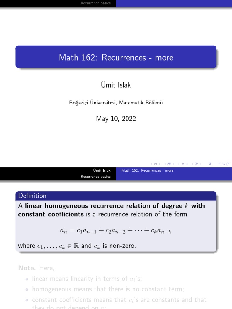 Reccurences General | PDF | Recurrence Relation | Applied Mathematics