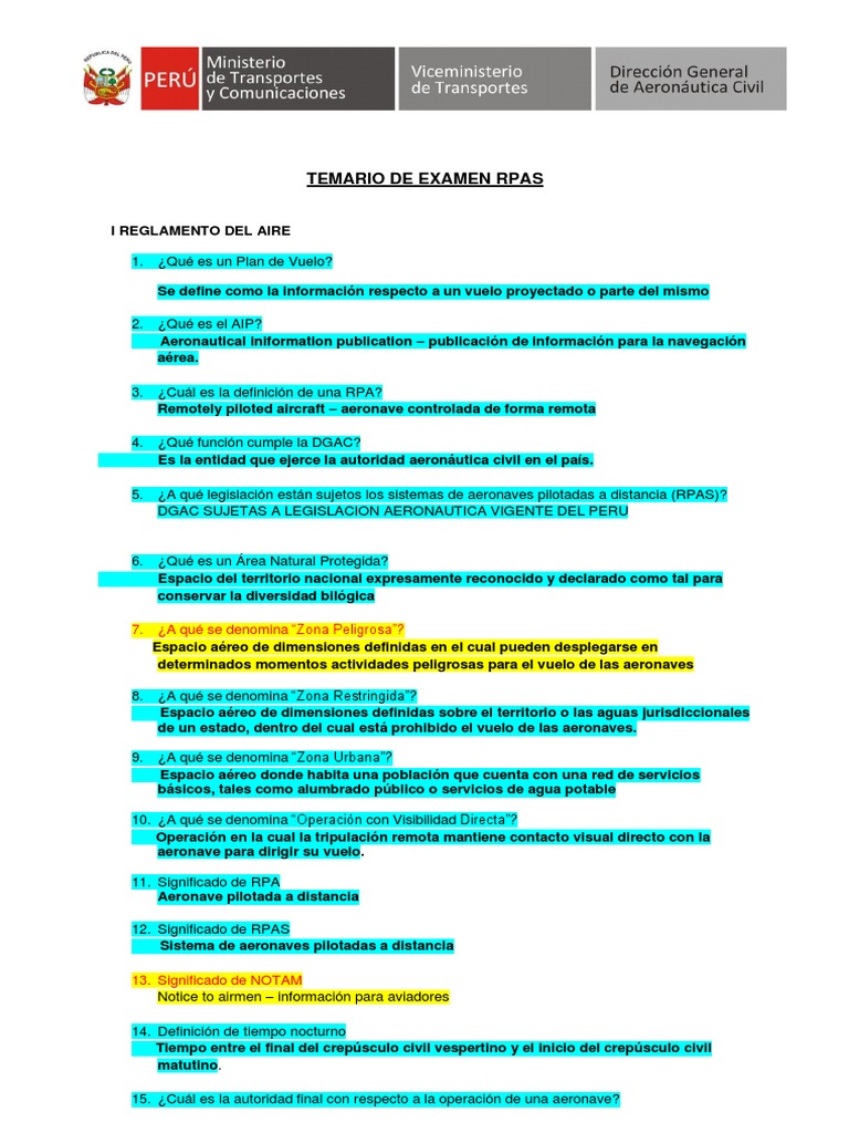 Temario de Examen RPAS - 95% | PDF | Vapor de agua | Nube