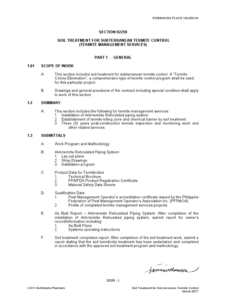 Termite Control Soil Treatment Guide | PDF | Food And Drug ...