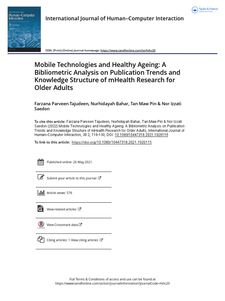 Mobile Technologies and Healthy Ageing A Bibliometric Analysis On Publication Trends and ...
