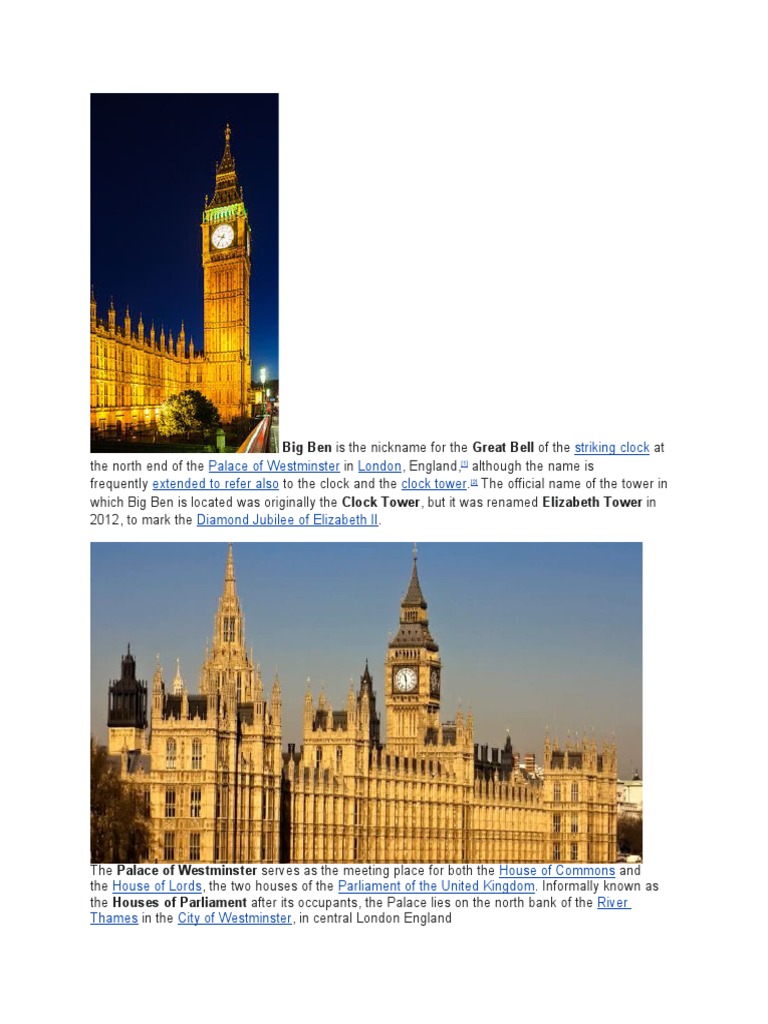 Proiect Engleza | PDF | London | Palace Of Westminster