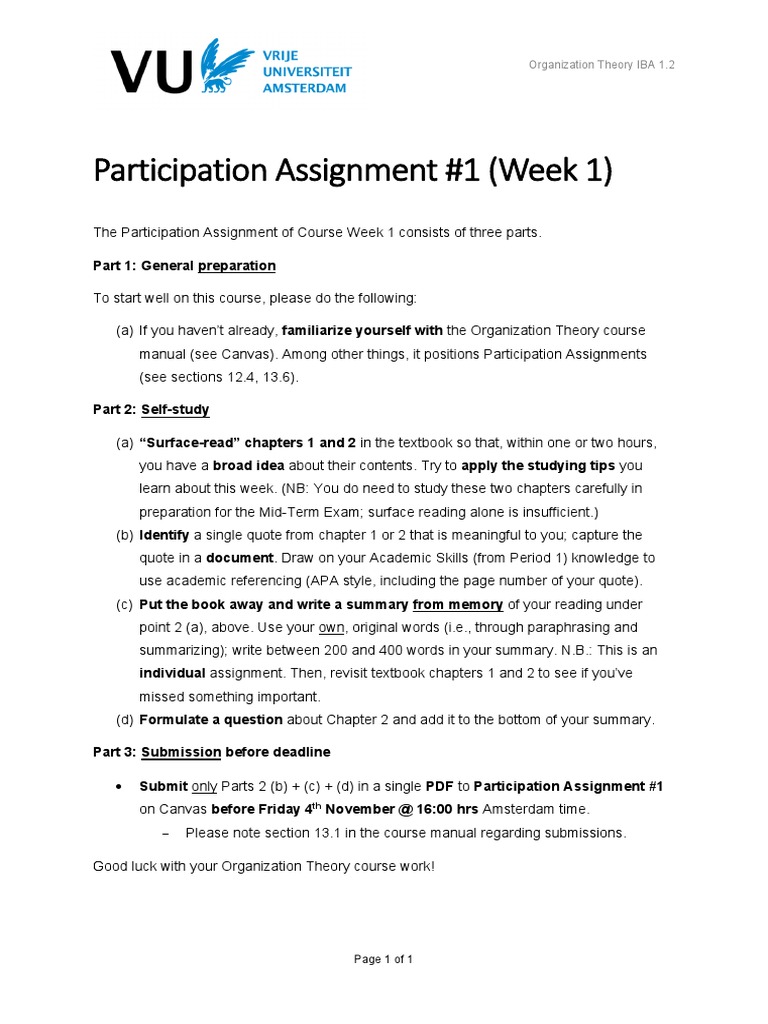 Participation Assignment Brief 1 Course Week1 | PDF
