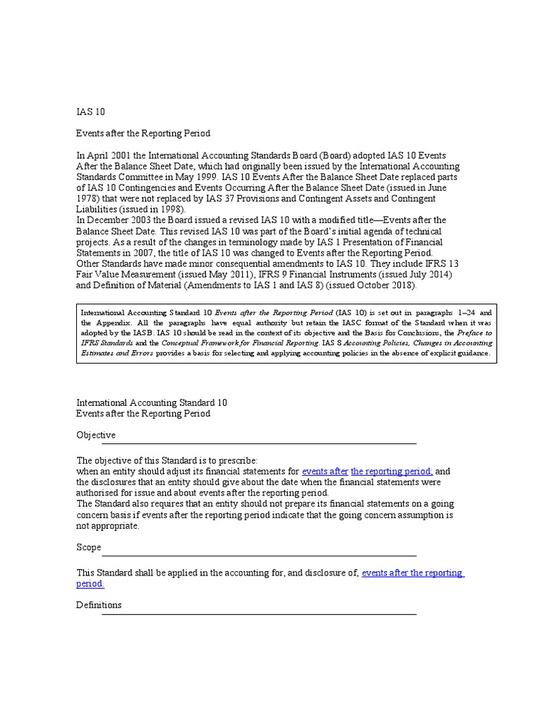 Ias 10 Events After The Reporting Period | Download Free PDF ...