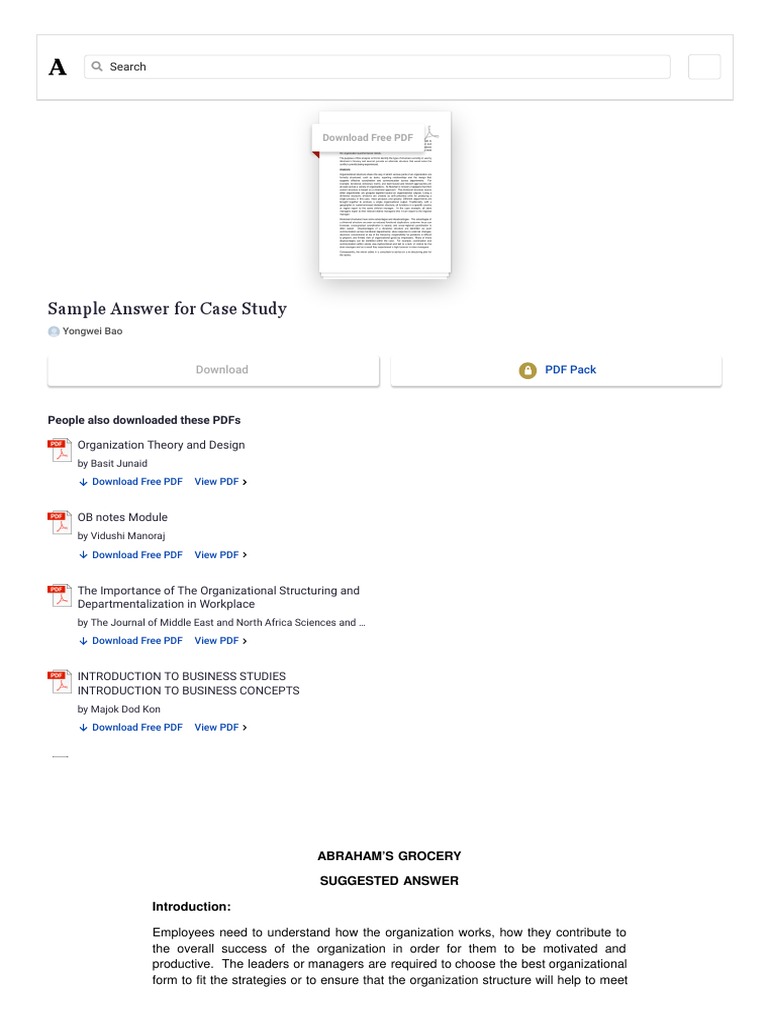 Abraham's Grocery Answer 1 | PDF | Organizational Structure | Science
