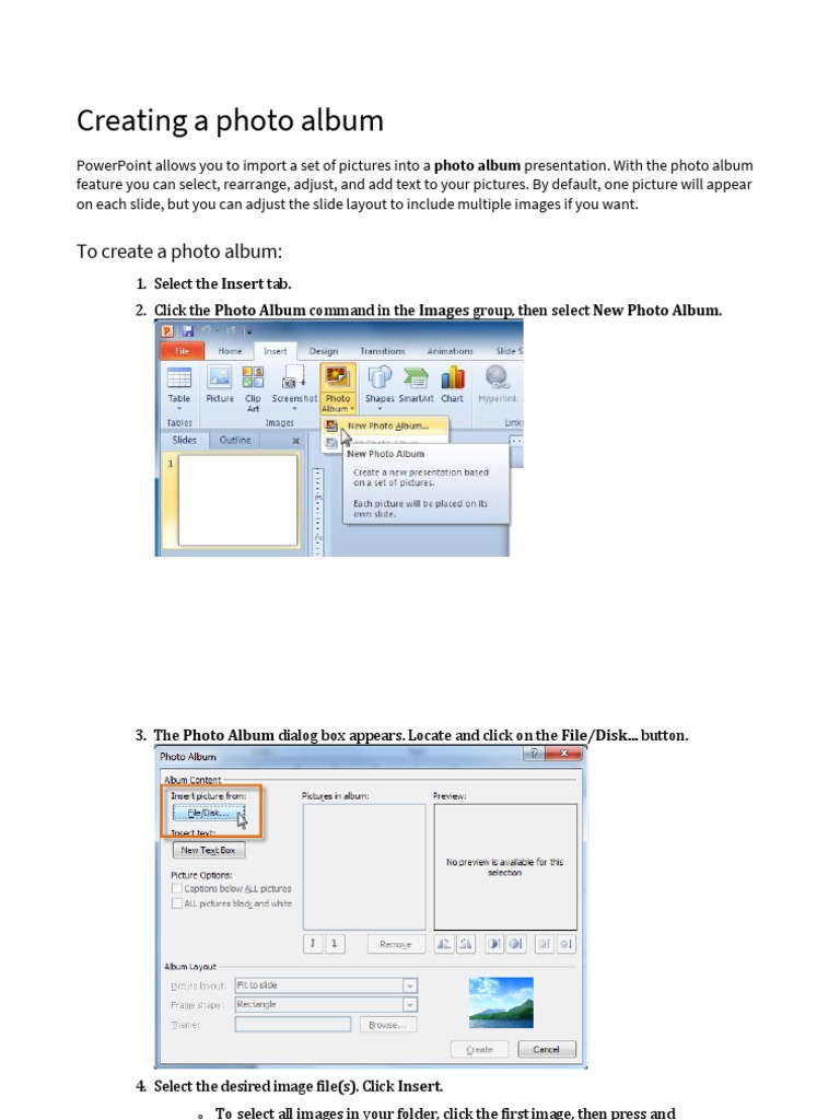 MS-PowerPoint Notes 5 On Photo Album | PDF