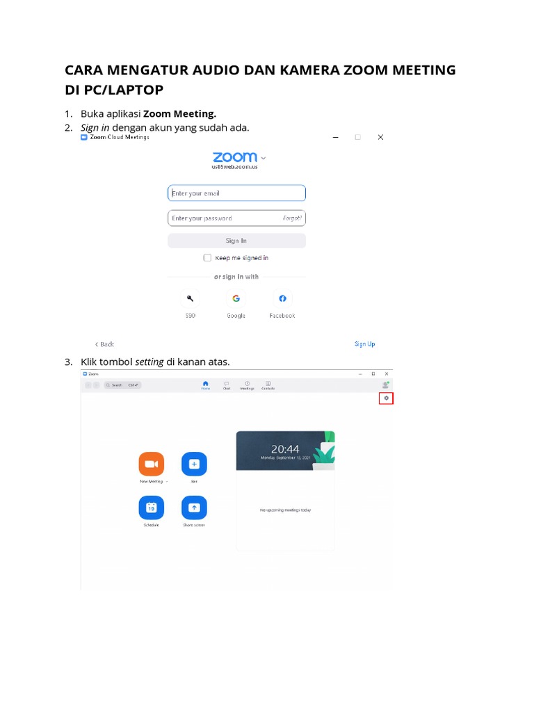CARA MENGATUR AUDIO DAN KAMERA ZOOM MEETING DI PC | PDF