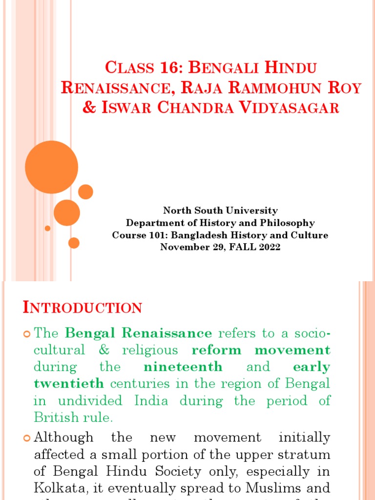 Class 16 - Bengal Renaissance and Raja Rammuhan Roy - Nov 29 2022 | PDF ...