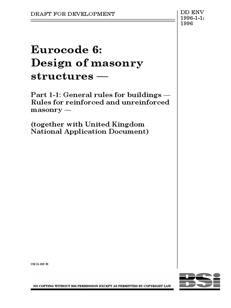 Eurocode 6 Design of Masonry Structures | PDF | Concrete | Masonry