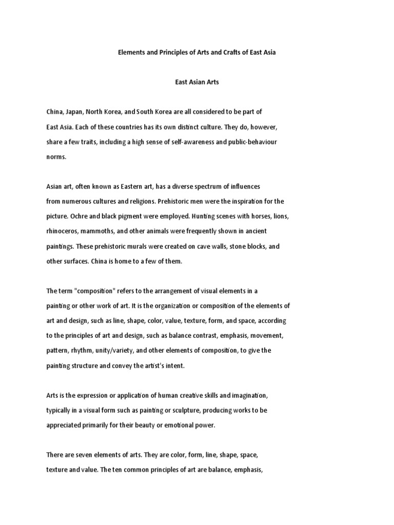 Q2 ARTS 1 Elements and Principles of Arts and Crafts of East Asia | PDF | Composition (Visual ...
