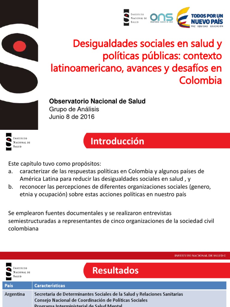 Desigualdades Sociales en Salud y Políticas Públicas Contexto Latinoamericano Avances y Desafíos ...