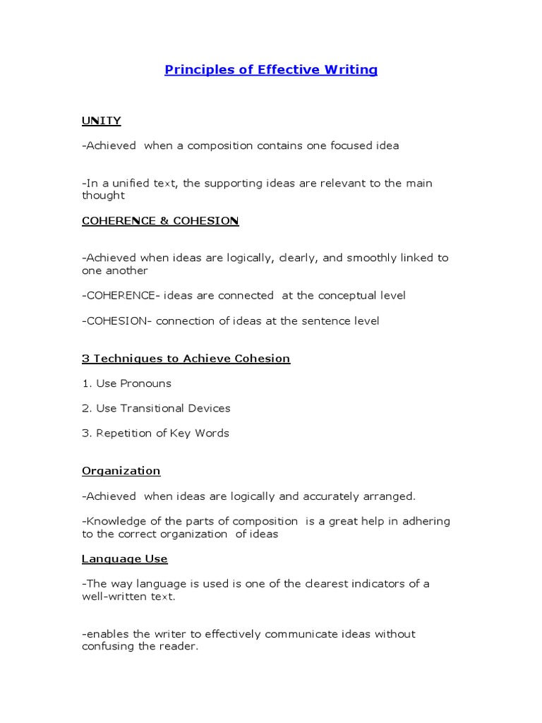 Principles of Effective Writing | PDF | Sentence (Linguistics) | Communication