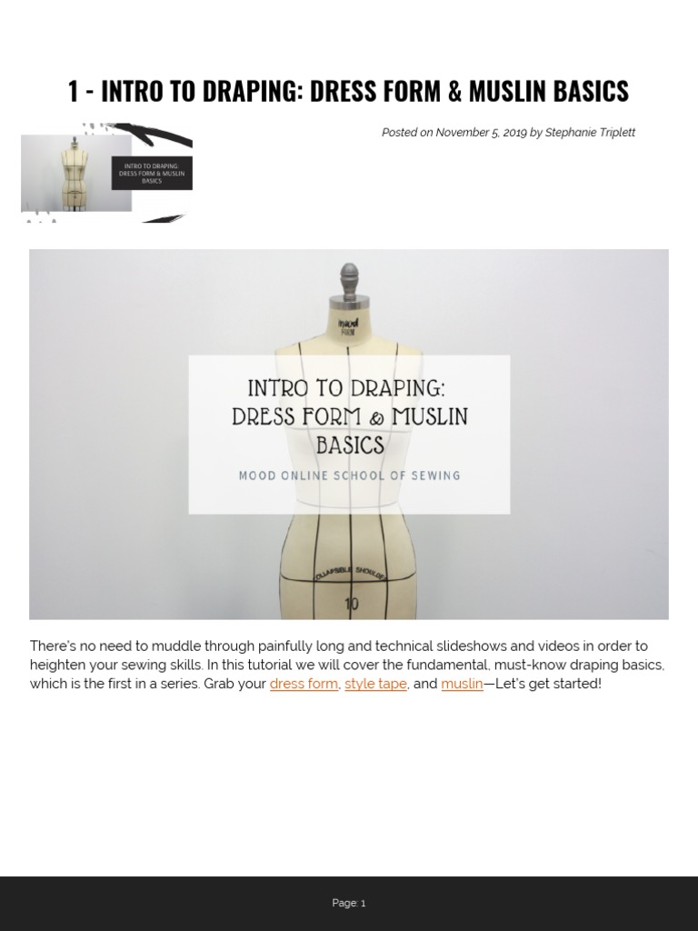Draping Dress Form Muslin Basics | PDF | Seam (Sewing) | Textiles