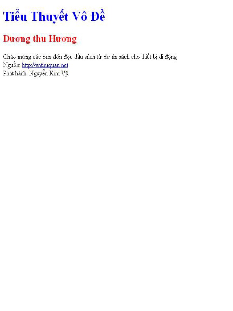 Tieu Thuyet Vo de Duong Thu Huong | PDF
