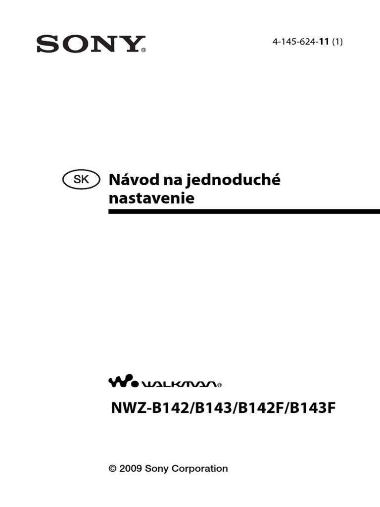 Návod Na Jednoduché Nastavenie: NWZ-B142/B143/B142F/B143F | PDF