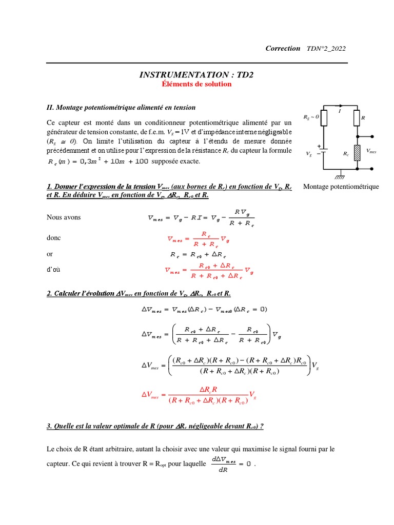 Correction TD-2-Instr | PDF | Quantité | Grandeur physique