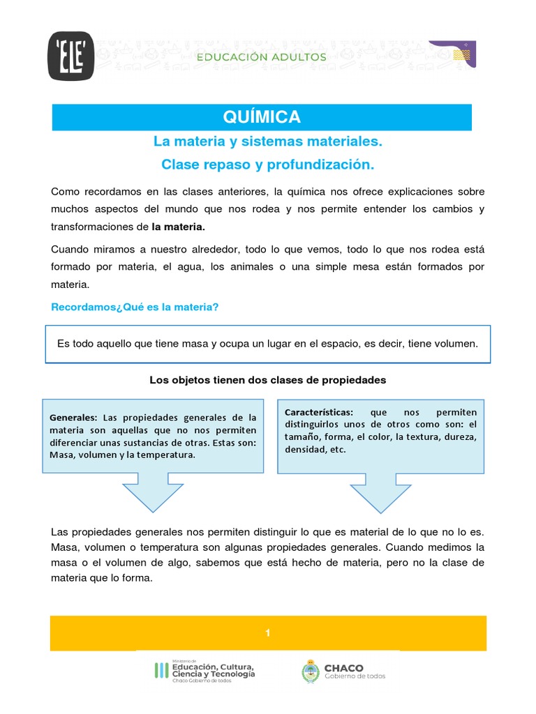Química - La Materia y Sistemas Materiales | PDF | Importar | Química