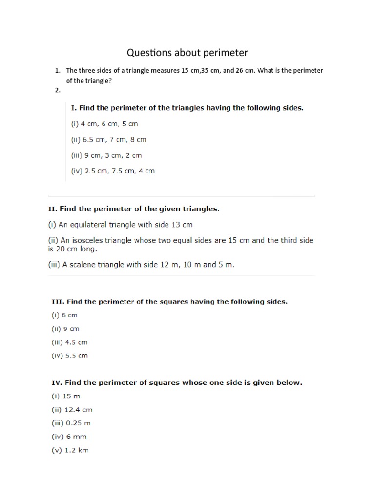 Perimeter Questions | PDF
