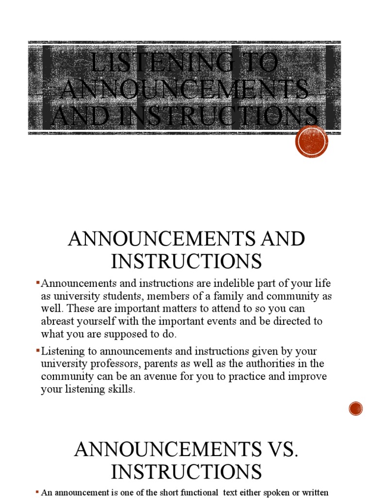 Effective Listening to Announcements | PDF | Career & Growth | Self ...
