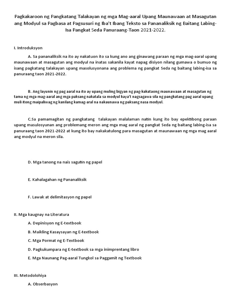 Pananaliksik Sa Filipino 11-Seda | PDF