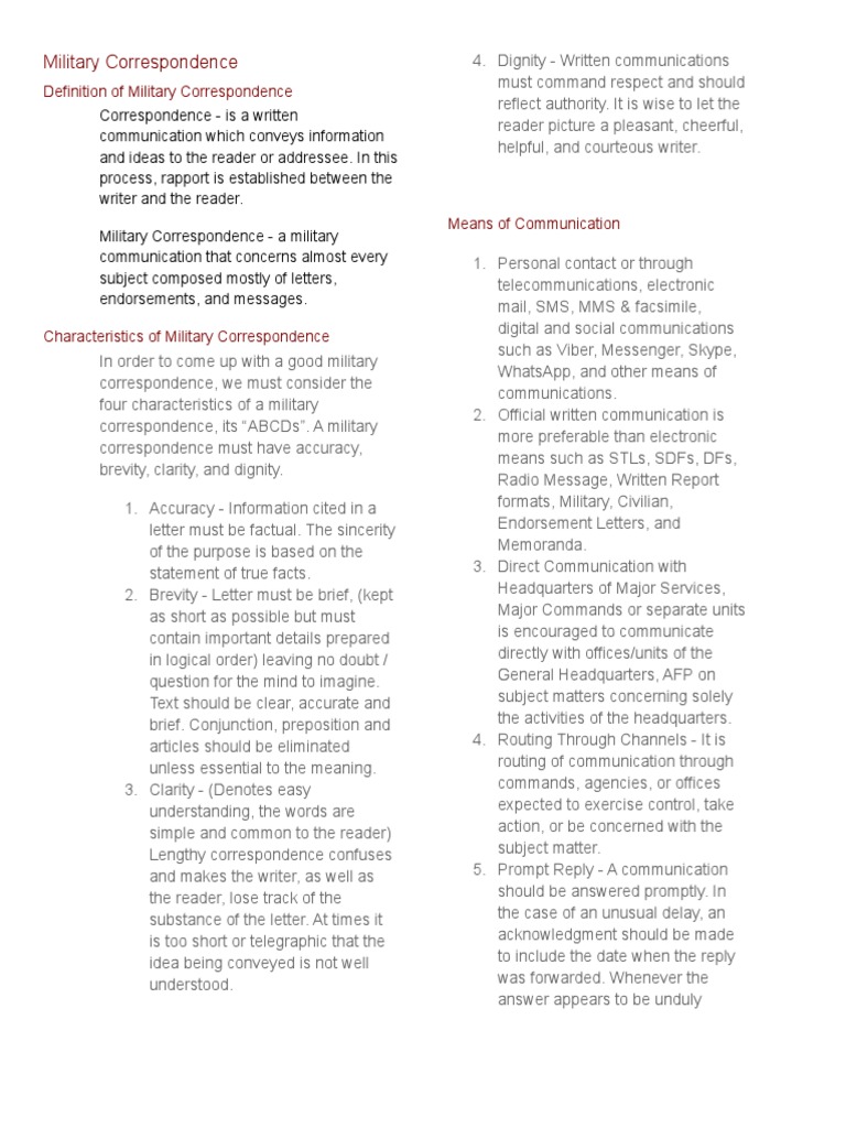 Military Correspondence | PDF | Commander | Communication