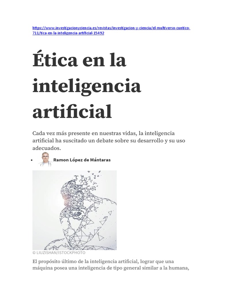 Etica en La Inteligencia Artificial | PDF | Inteligencia artificial ...