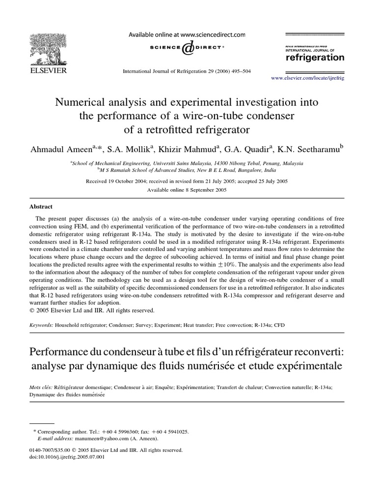 Numerical Analysis And Experimental Investigation Into The Performance