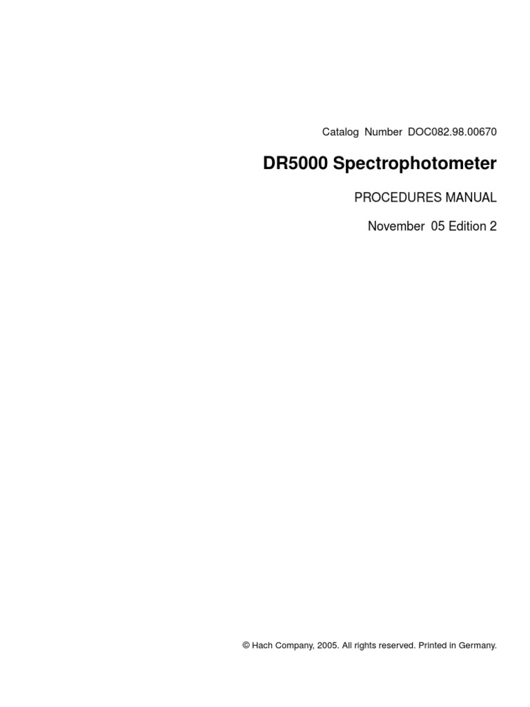 DR5000 Spectrophotometer Procedures Manual | PDF | Nitrate | Magnesium