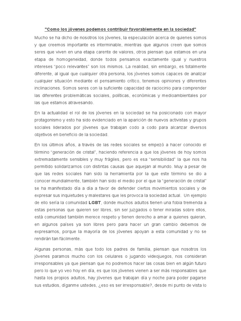 Discurso Jóvenes | PDF | Sociedad