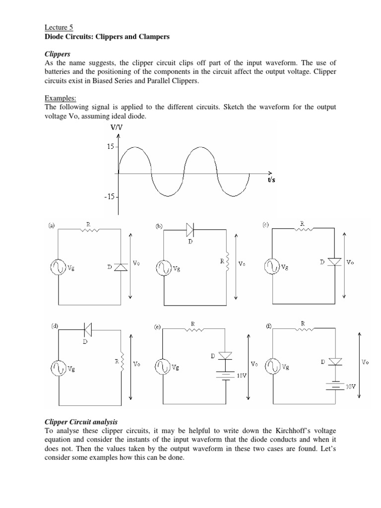 Lectures 5 To 7 - Diode Circuits | PDF | Rectifier | Diode