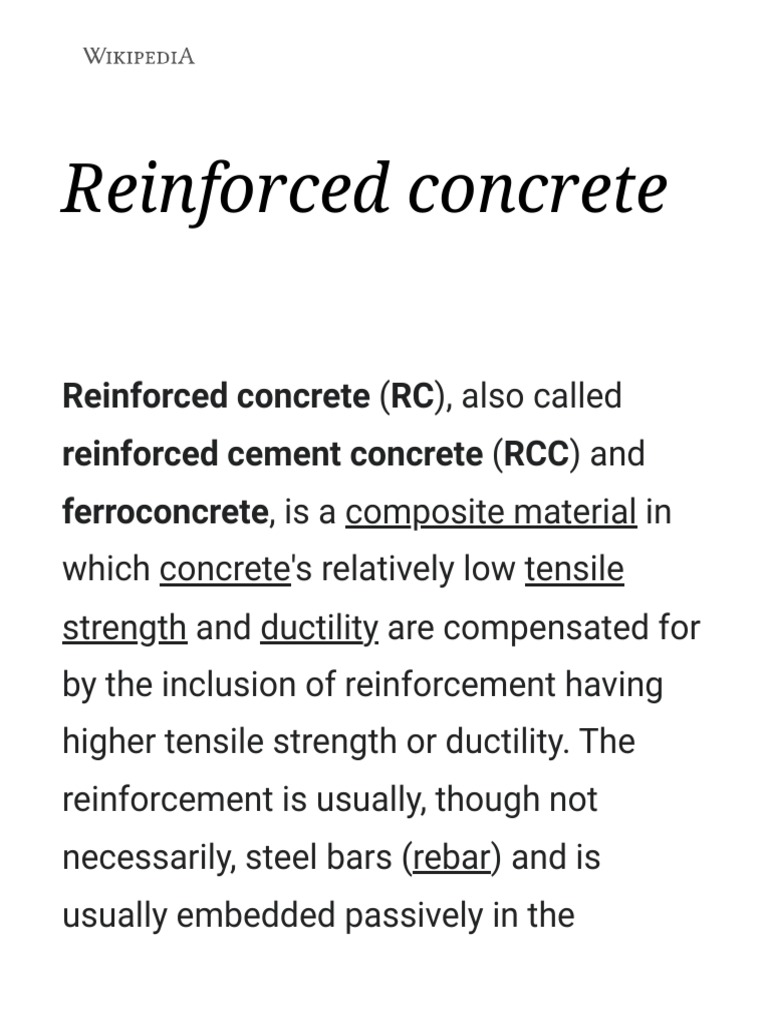 Reinforced Concrete - Wikipedia | PDF