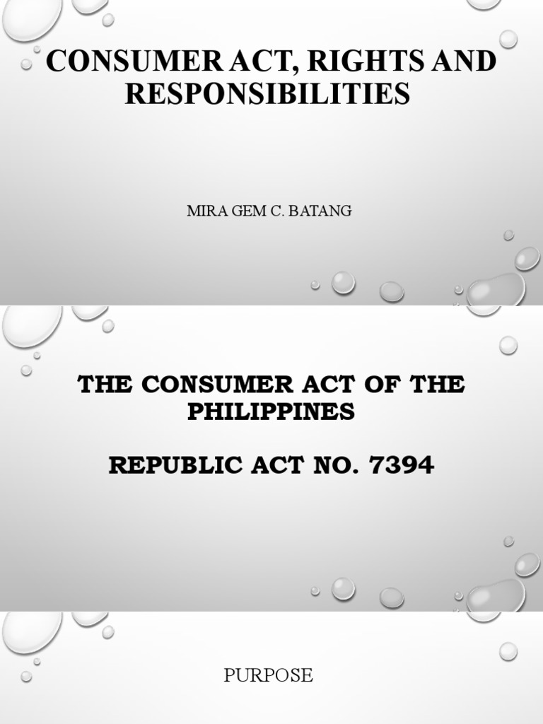 Consumer Act, Rights and Responsibilities | PDF | Safety | Consumer ...