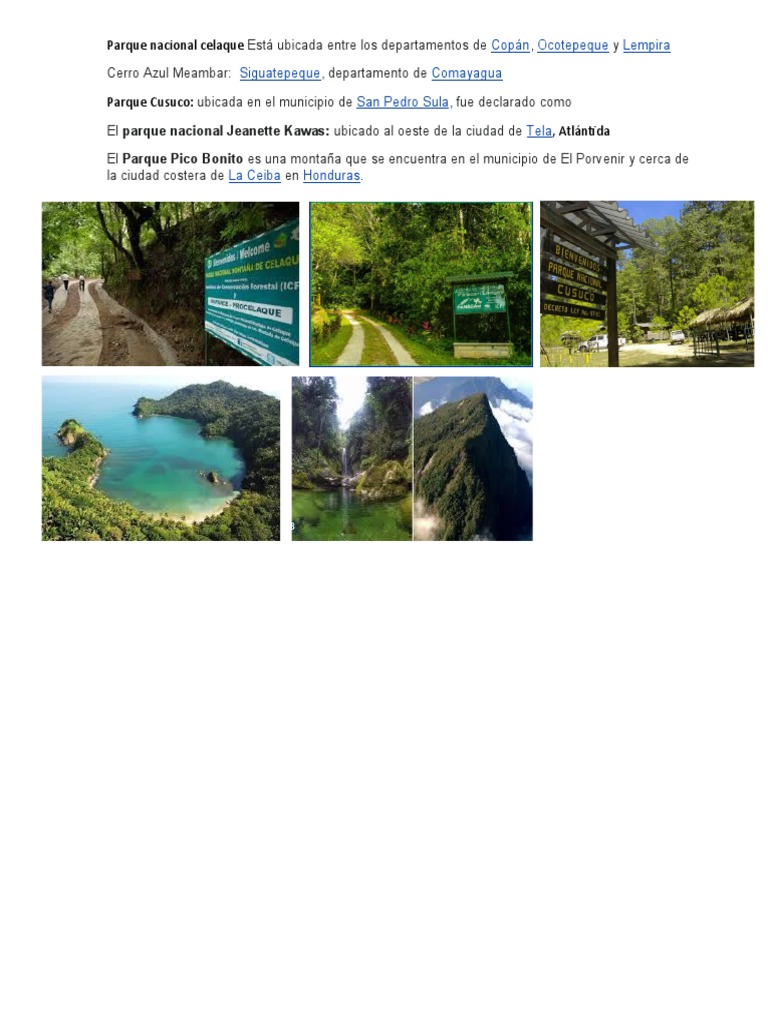 Parques y reservas | PDF | Honduras | Geografía