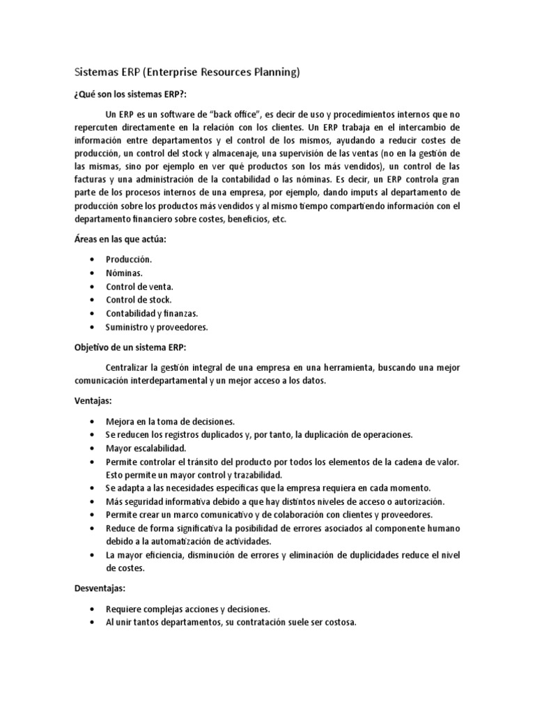 Sistemas ERP y CRM | PDF | Planificación de recursos empresariales ...