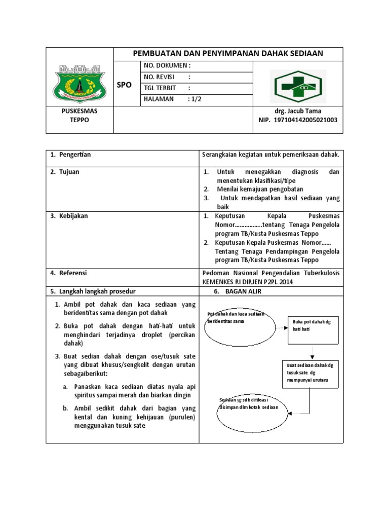 Prosedur Penyimpanan Sediaan Dahak | PDF