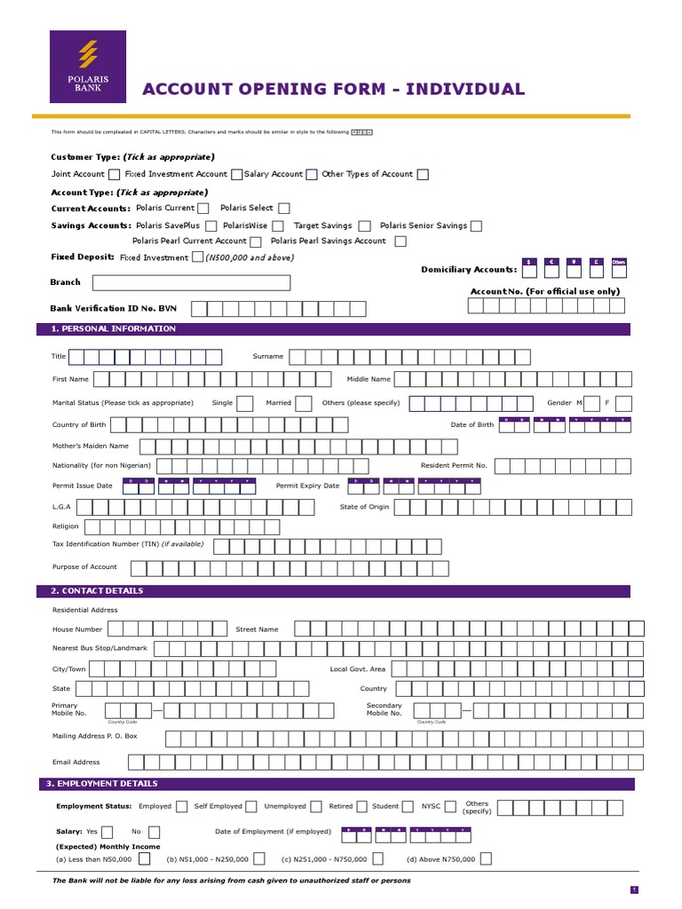 Account Opening Form - Individual | PDF | Identity Document | Banks
