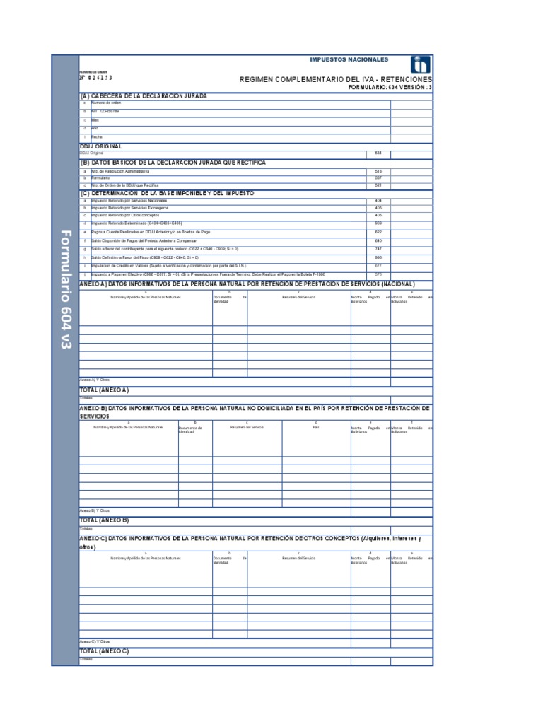 F-604 V3 en Blanco | PDF | Impuestos | Finanza pública