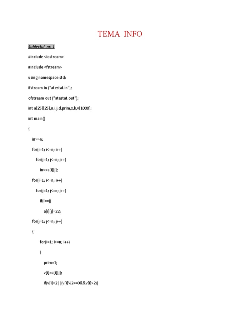 Tema Info 29.10.2020 | PDF | Namespace | C++