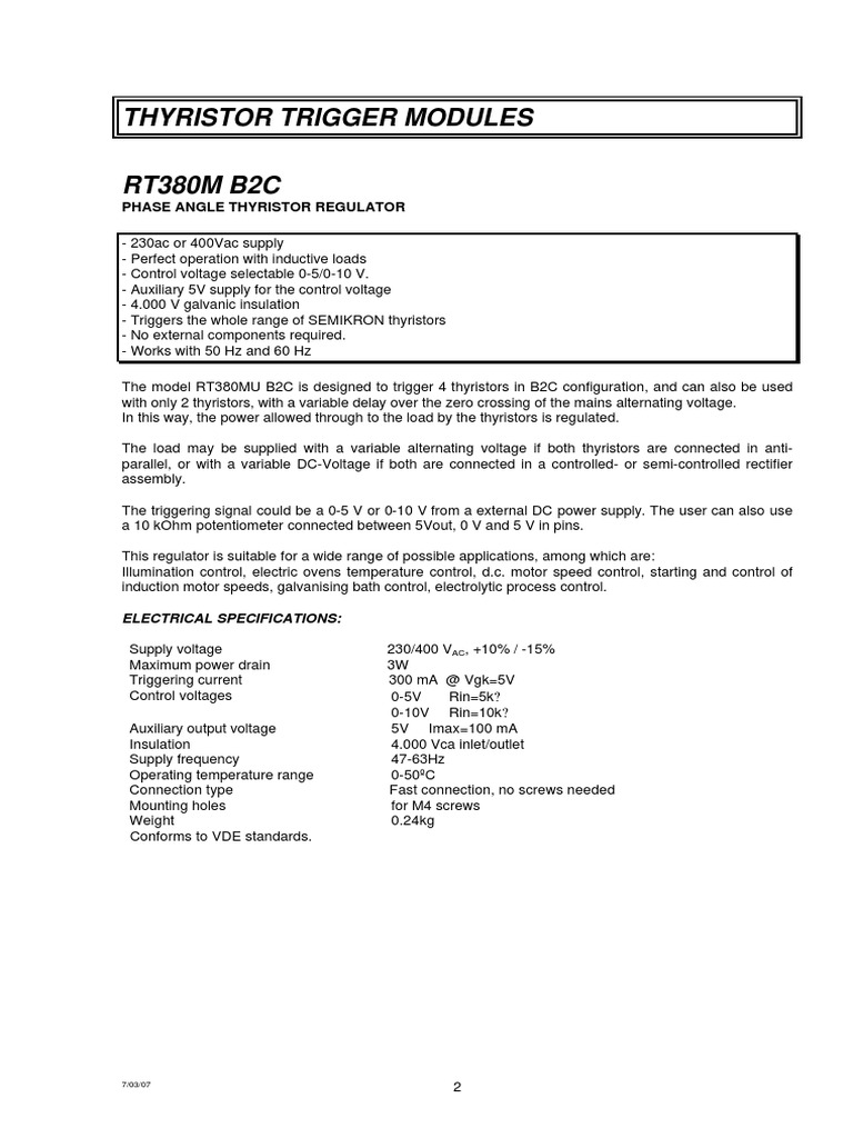 1.-SEMIKRON DataSheet RT380M | PDF | Electric Motor | Power Supply